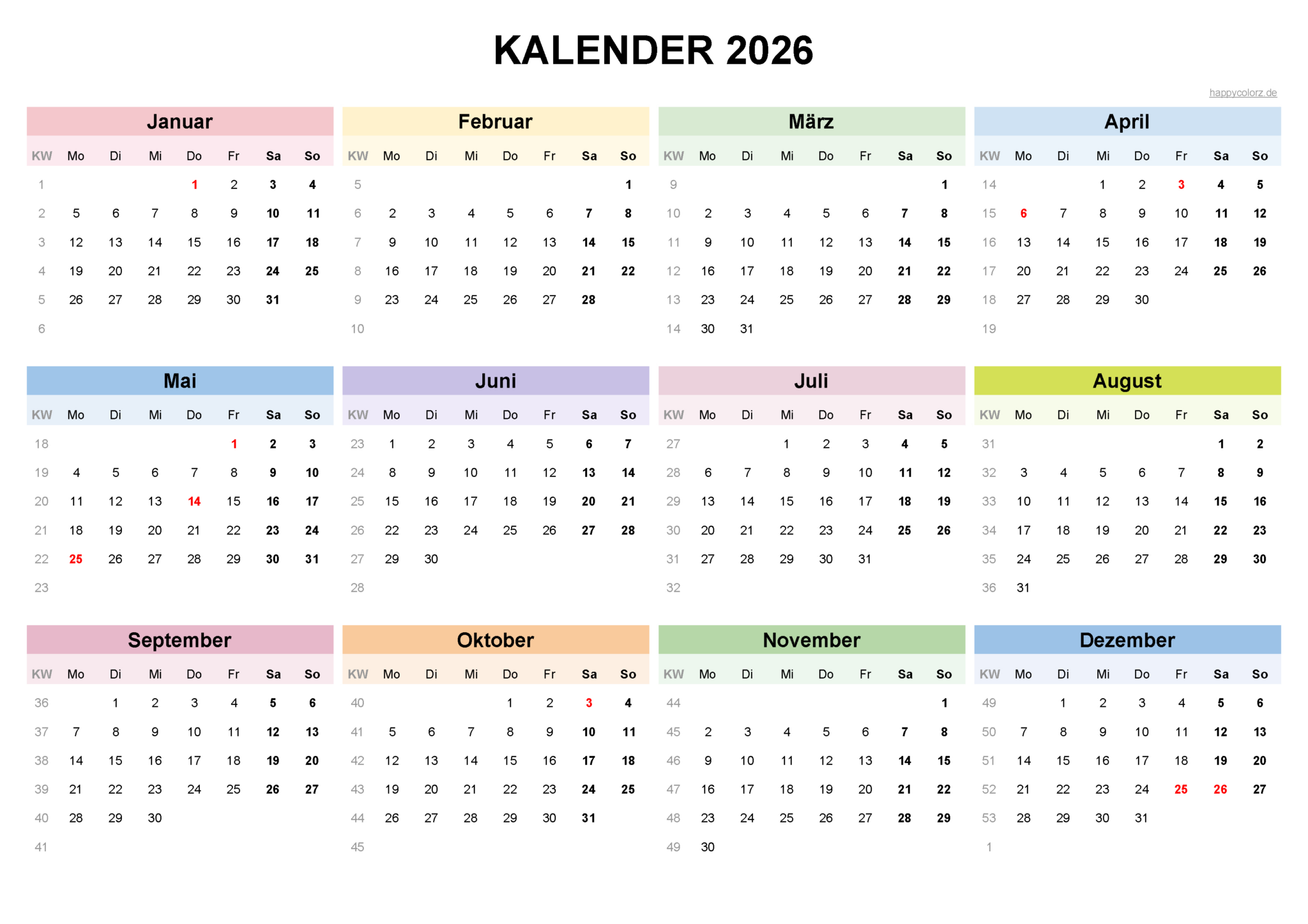 Kalender Ostern 2026 - Kalender 2025